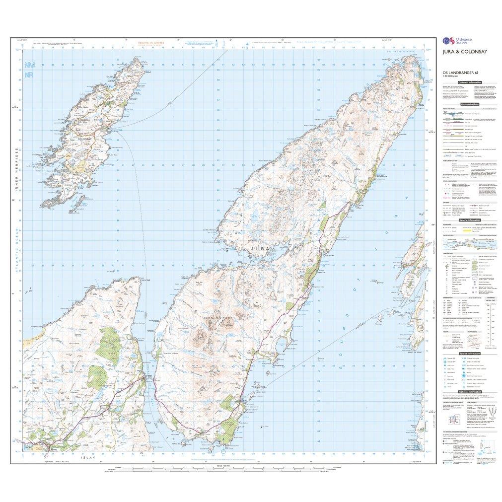 Ordnance Survey Landranger Active 61 Jura & Colonsay Map With Digital ...