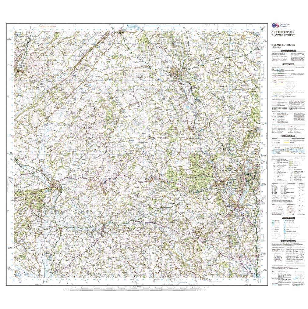 Ordnance Survey Landranger 138 Kidderminster & Wyre Forest Map With ...