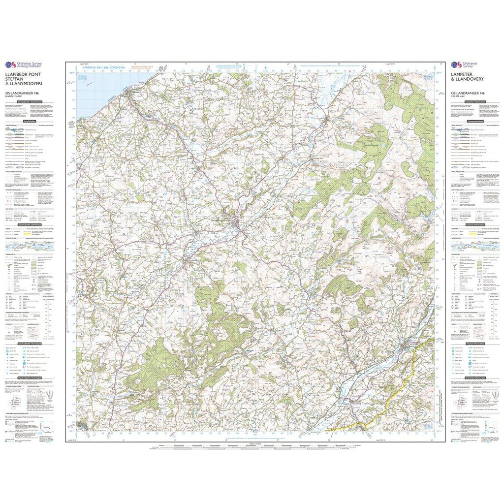 Ordnance Survey Landranger 146 Lampeter & Llandovery Map With Digital ...