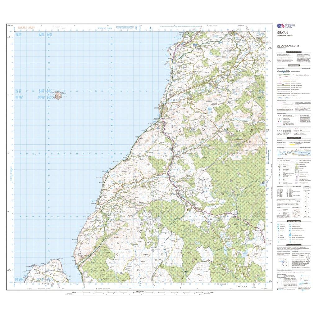 Ordnance Survey Landranger Active 76 Girvan, Ballantrae & Barrhill Map ...