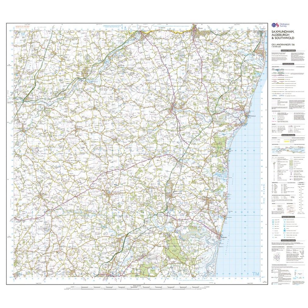 Ordnance Survey Landranger 156 Saxmundham, Aldeburgh & Southwold Map ...