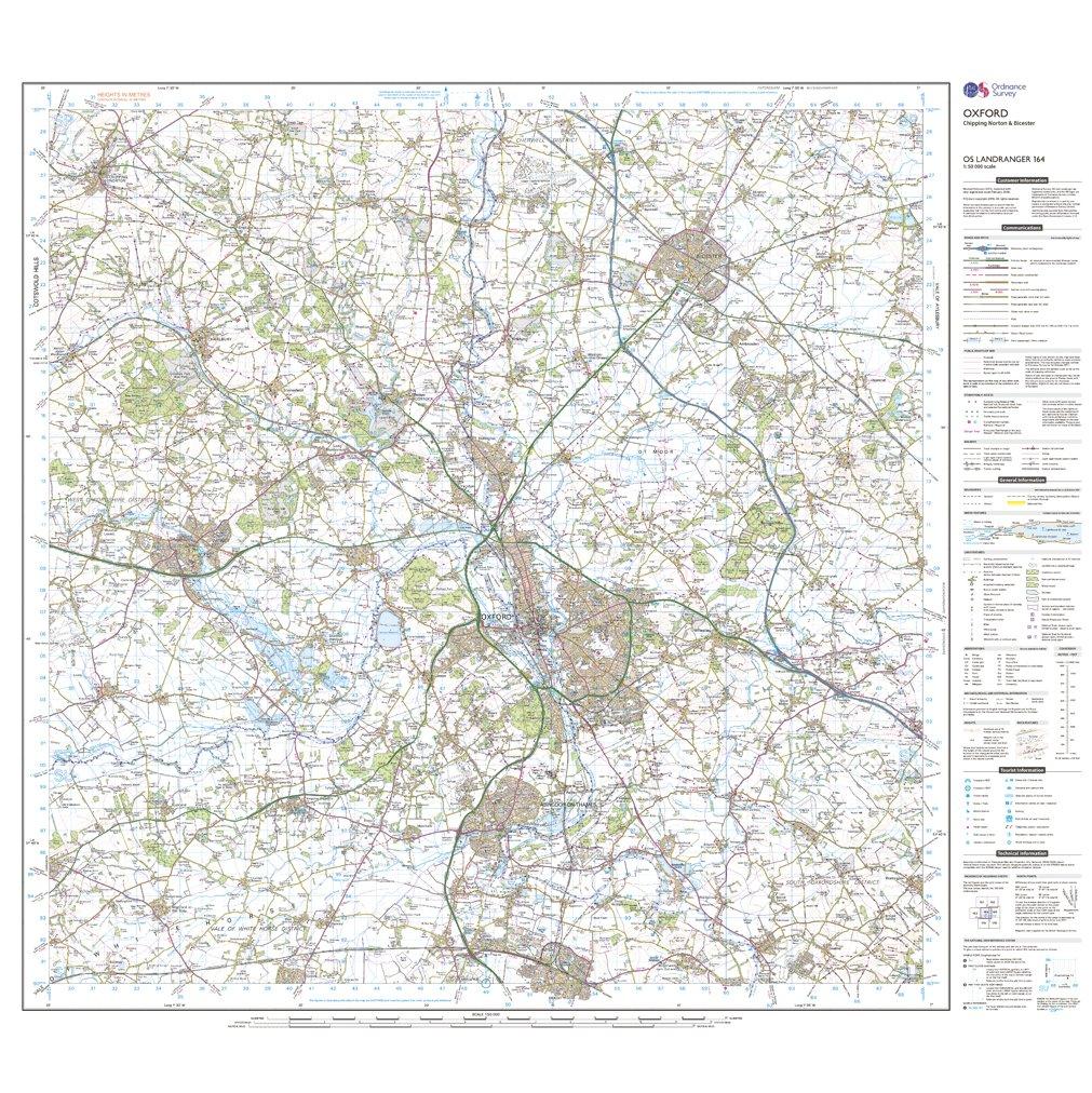 Ordnance Survey Landranger 164 Oxford, Chipping Norton & Bicester Map ...