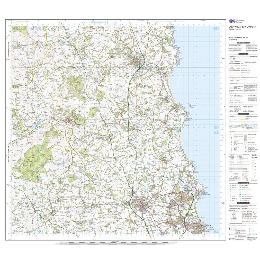 Ordnance Survey Landranger 81 Alnwick & Morpeth, Rothbury & Amble Map ...