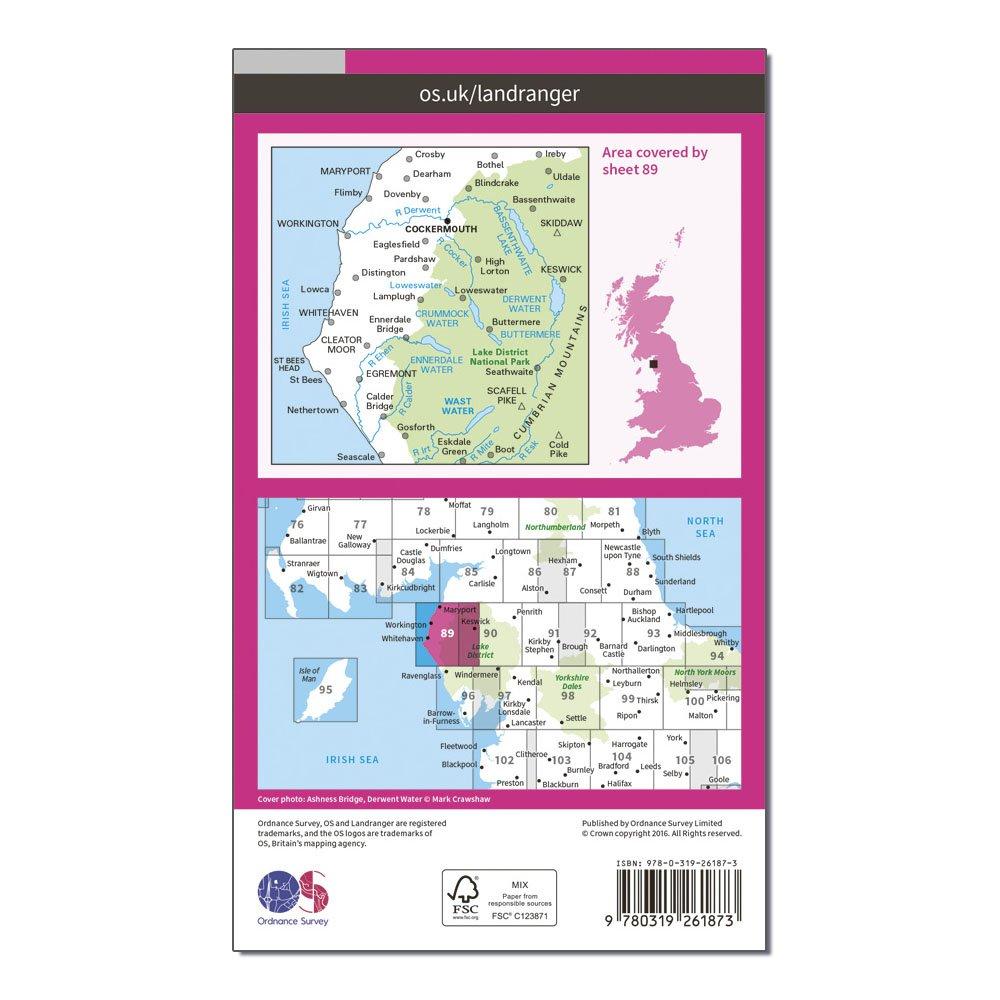 Ordnance Survey Landranger 89 West Cumbria, Cockermouth & Wast Water ...