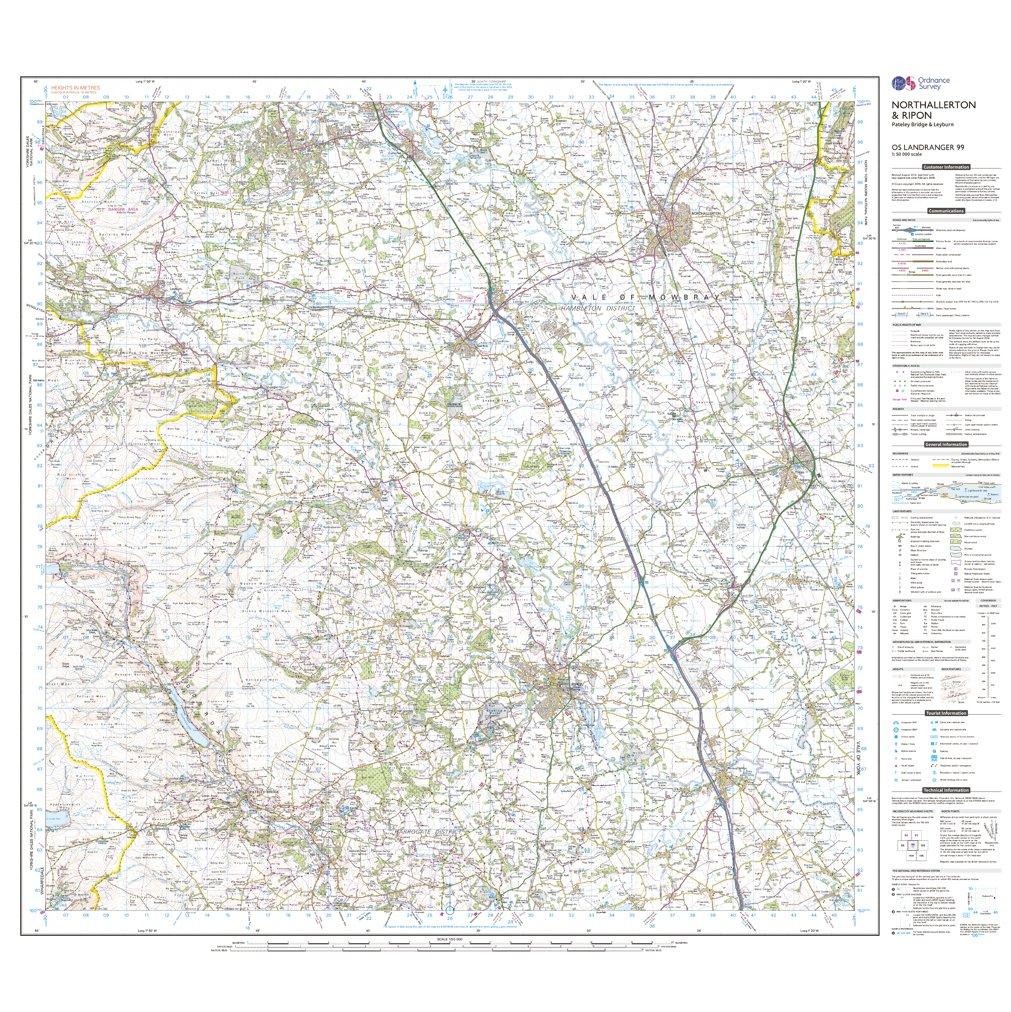 Ordnance Survey Landranger 99 Northallerton & Ripon, Pateley Bridge ...
