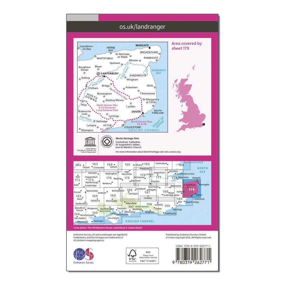 Ordnance Survey Landranger 179 Canterbury & East Kent, Dover & Margate ...