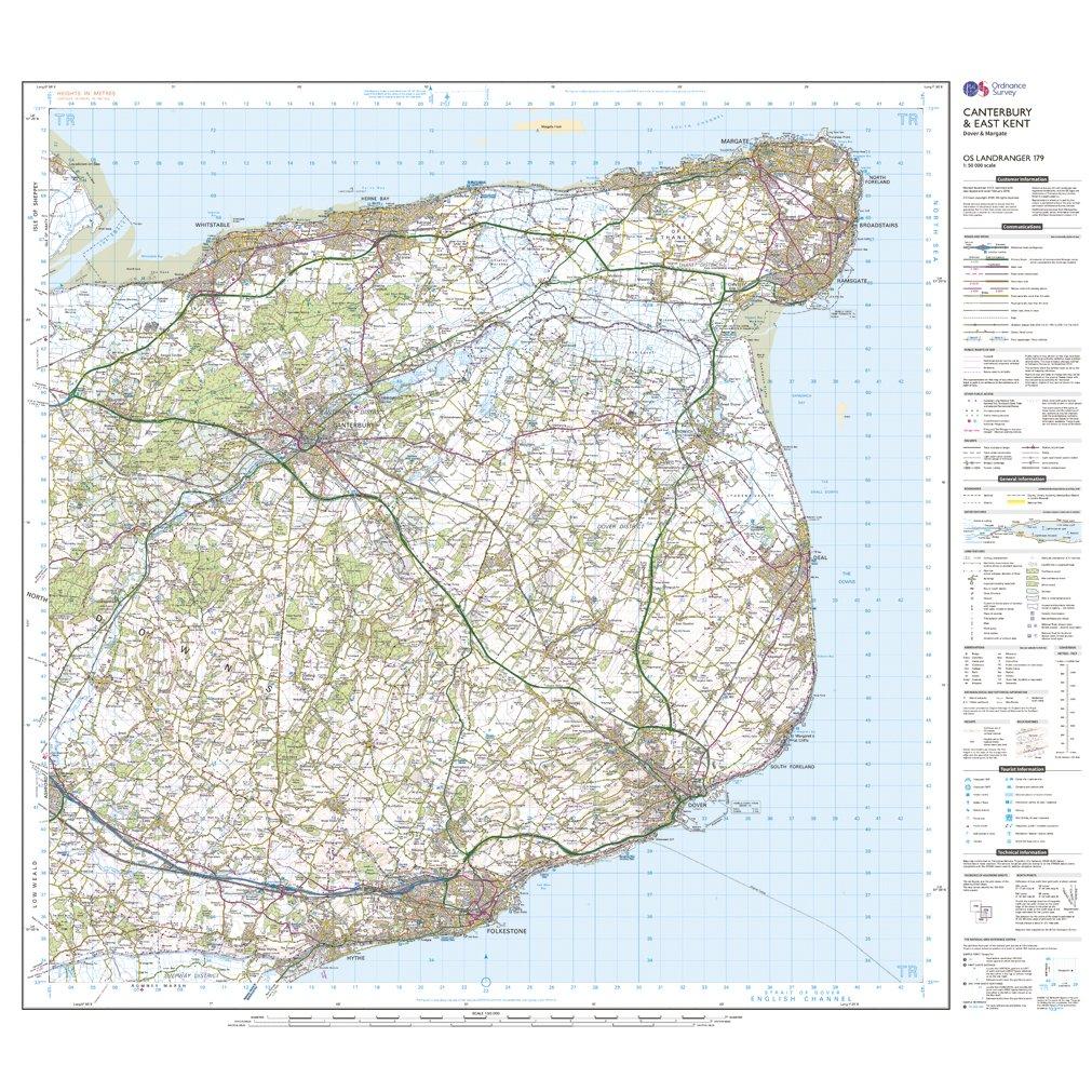 Ordnance Survey Landranger 179 Canterbury & East Kent, Dover & Margate ...