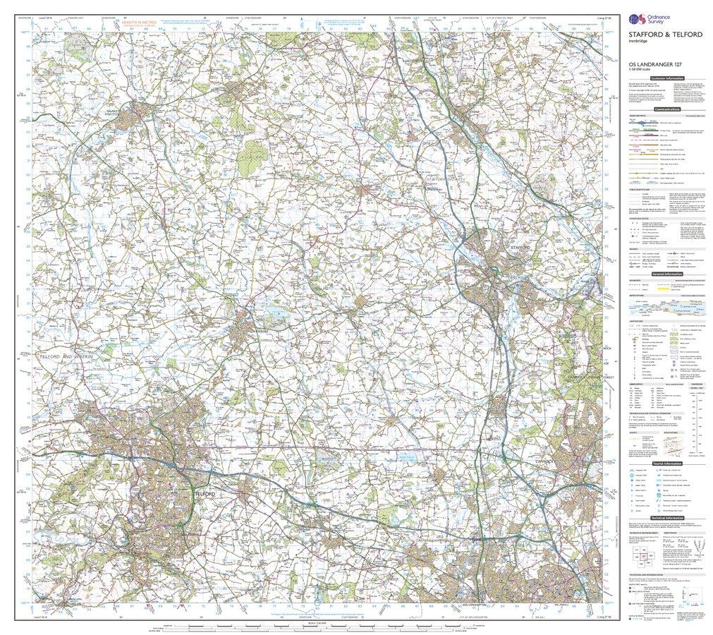 Ordnance Survey Landranger 127 Stafford & Telford, Ironbridge Map With ...