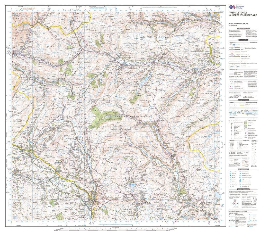 Ordnance Survey Landranger Active 98 Wensleydale & Upper Wharfedale Map ...