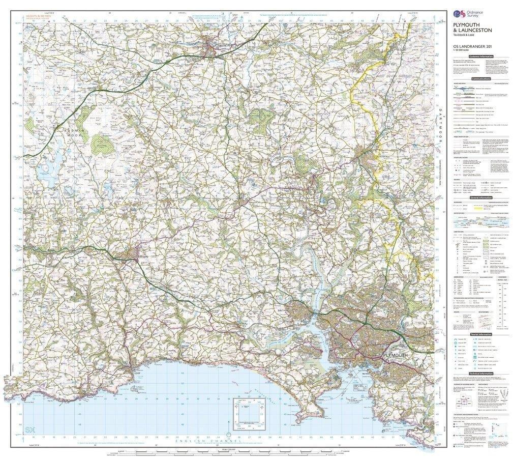 Ordnance Survey Landranger 201 Plymouth & Launceston, Tavistock & Looe ...