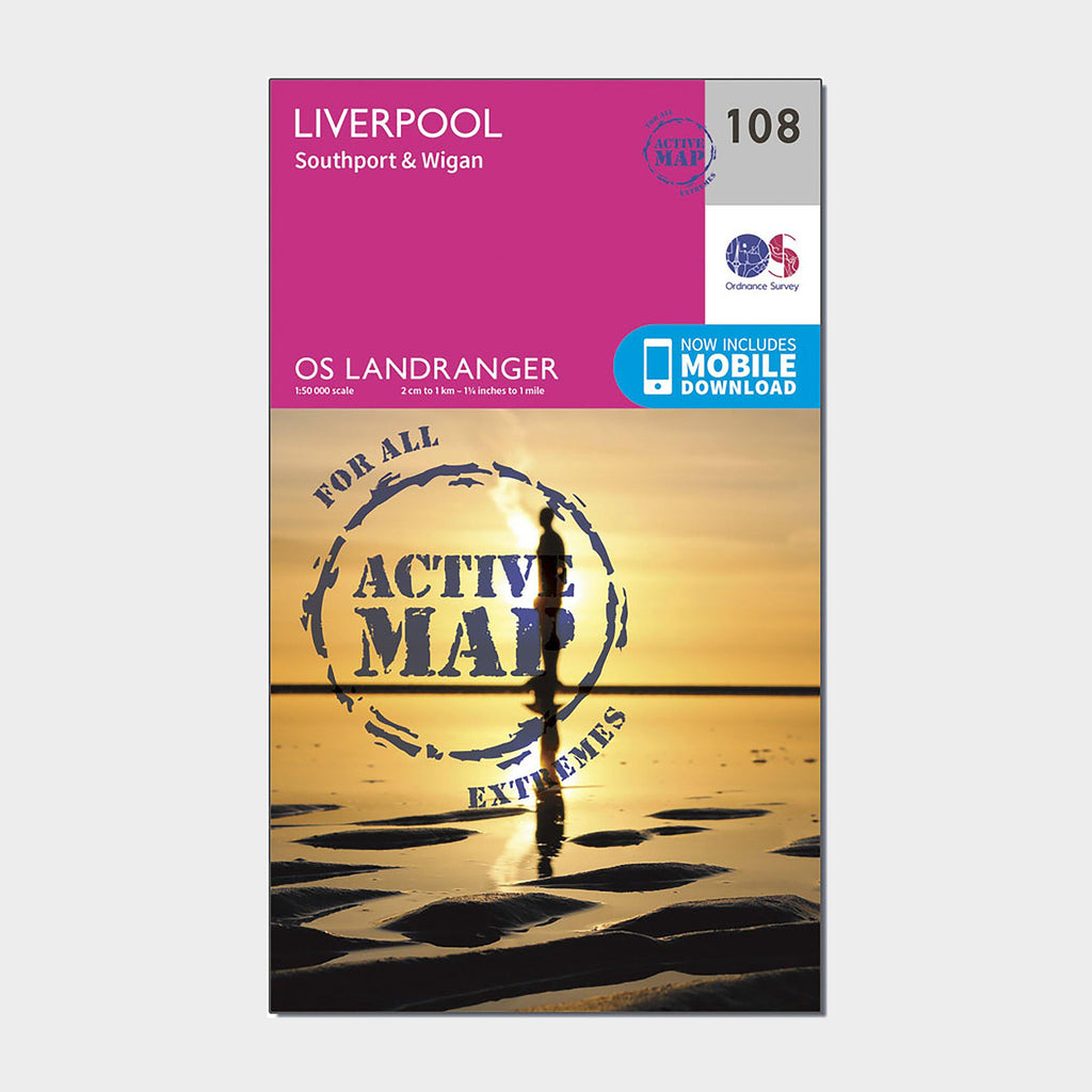 Ordnance Survey Landranger Active 108 Liverpool, Southport & Wigan Map ...