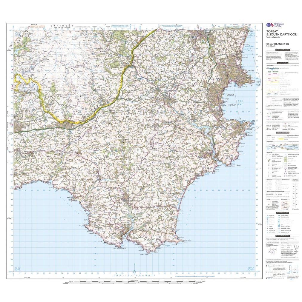Ordnance Survey Landranger Active 202 Torbay, South Darrmoor, Totnes ...