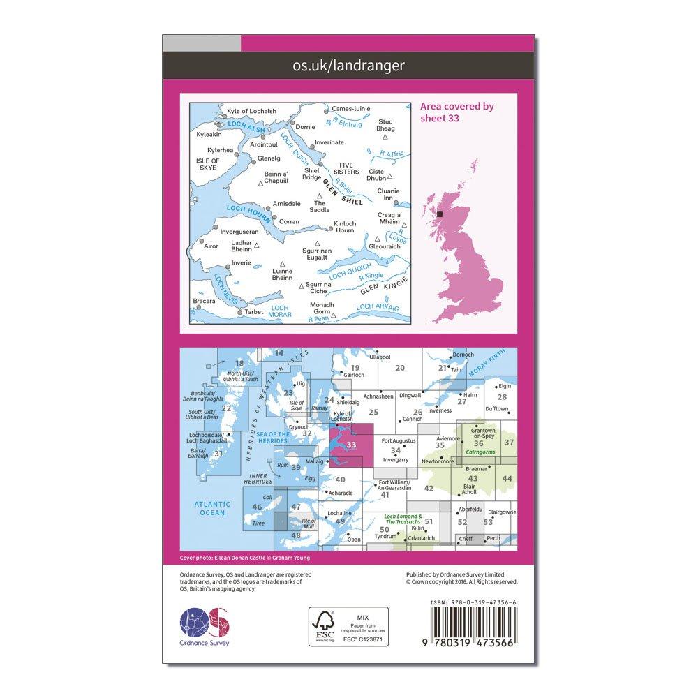 Ordnance Survey Landranger Active 33 Loch Alsh, Glen Shiel & Loch Hourn ...