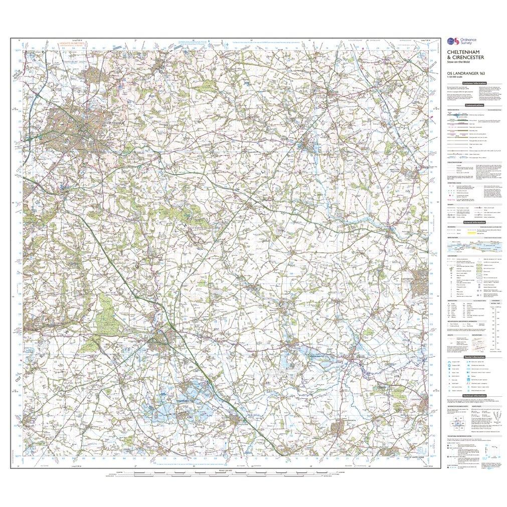 Ordnance Survey Landranger Active 163 Cheltenham & Cirencester, Stow-on ...