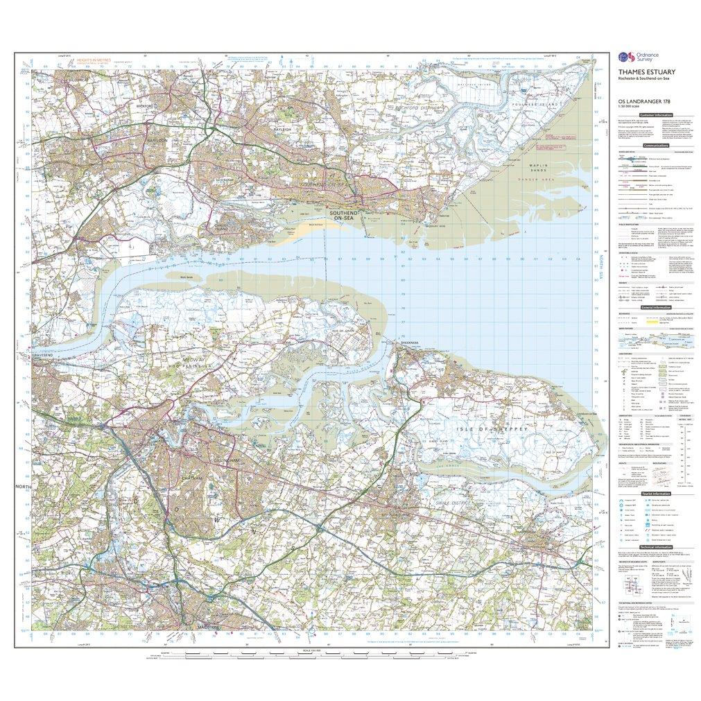 Ordnance Survey Landranger Active 178 Thames Estuary, Rochester ...