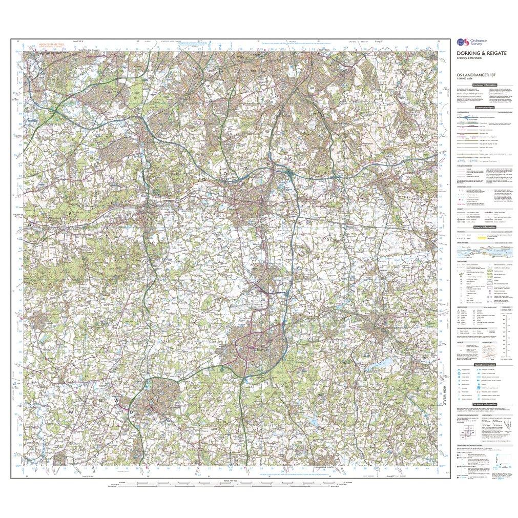 Ordnance Survey Landranger Active 187 Dorking, Reigate & Crawley Map ...