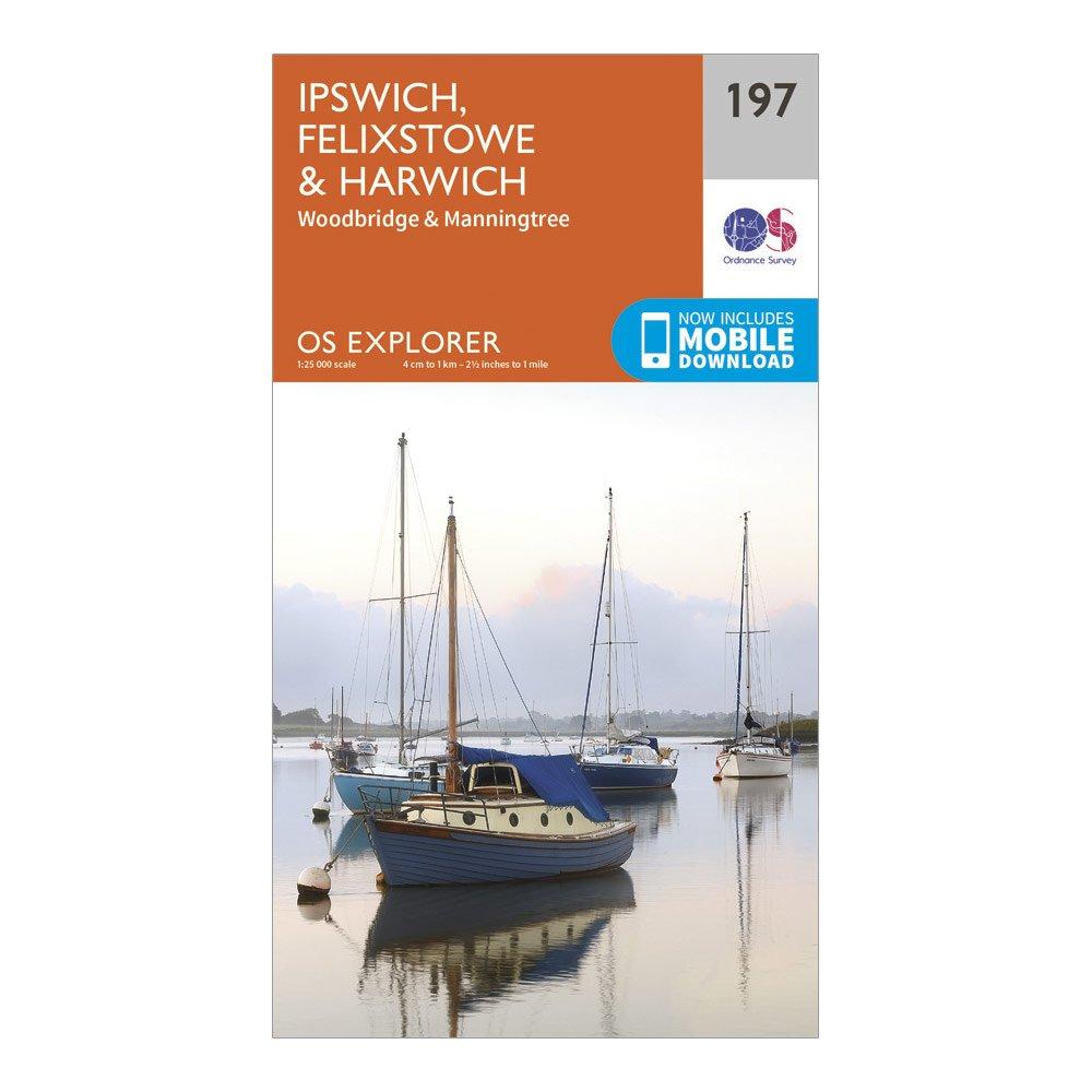 Ordnance Survey Explorer 197 Ipswich, Felixstowe & Harwich Map With ...