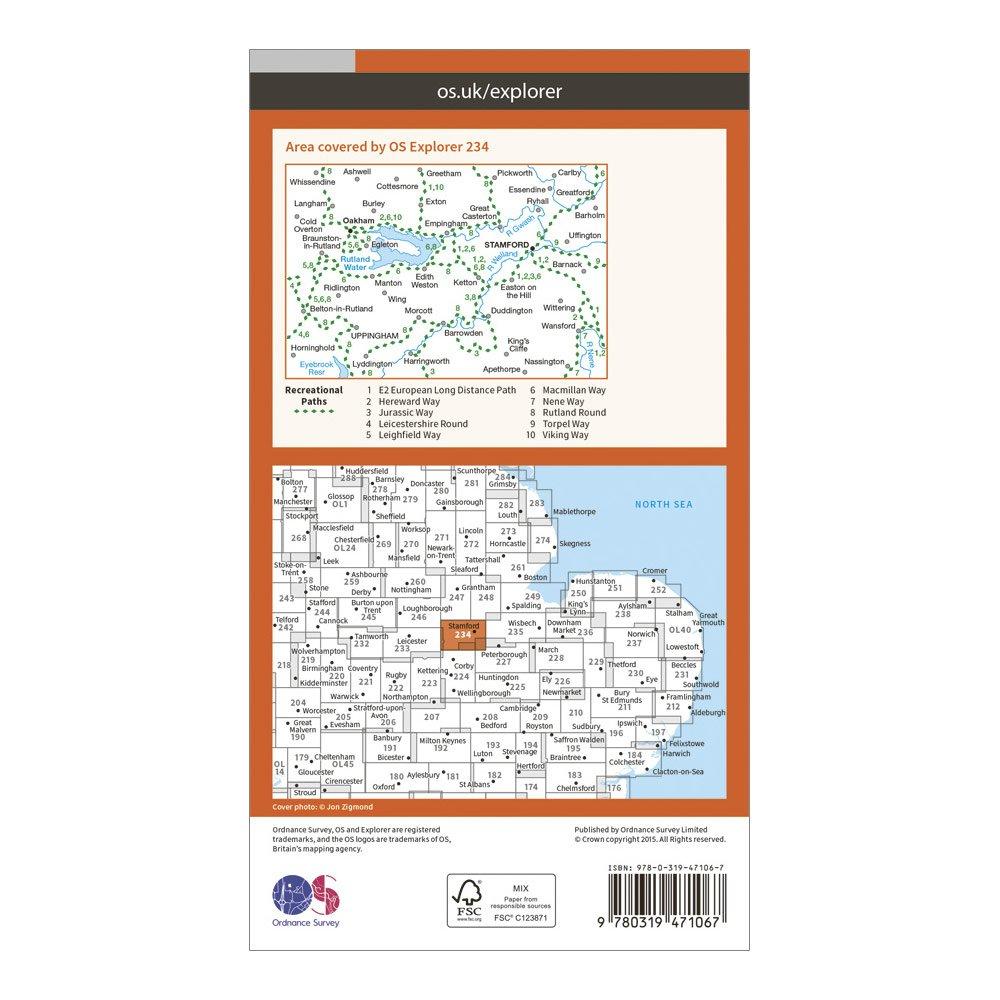 Ordnance Survey Explorer Active 234 Rutland Water Map With Digital ...