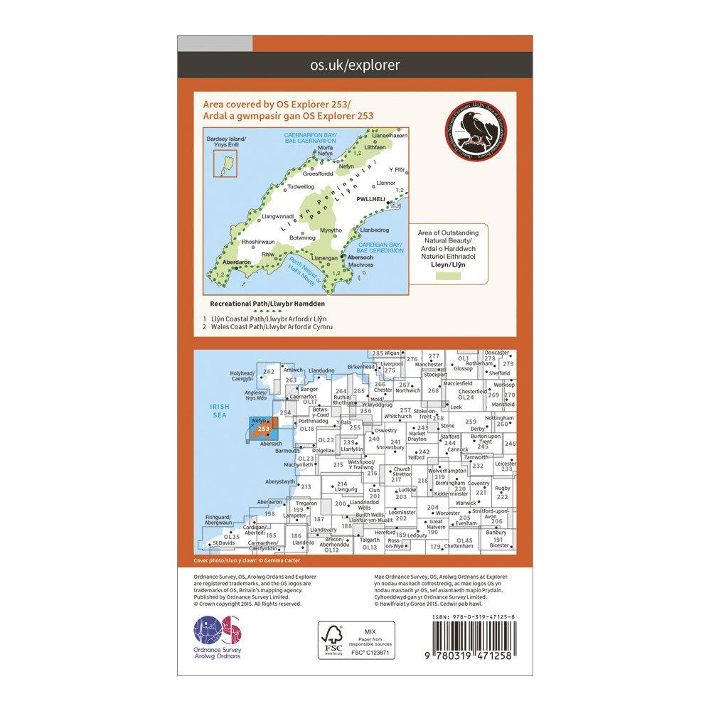 Ordnance Survey Explorer Active 253 Lleyn Peninsula West Map With ...
