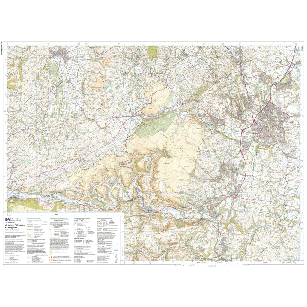 Ordnance Survey Explorer Active 256 Wrexham & Llangollen Map With ...