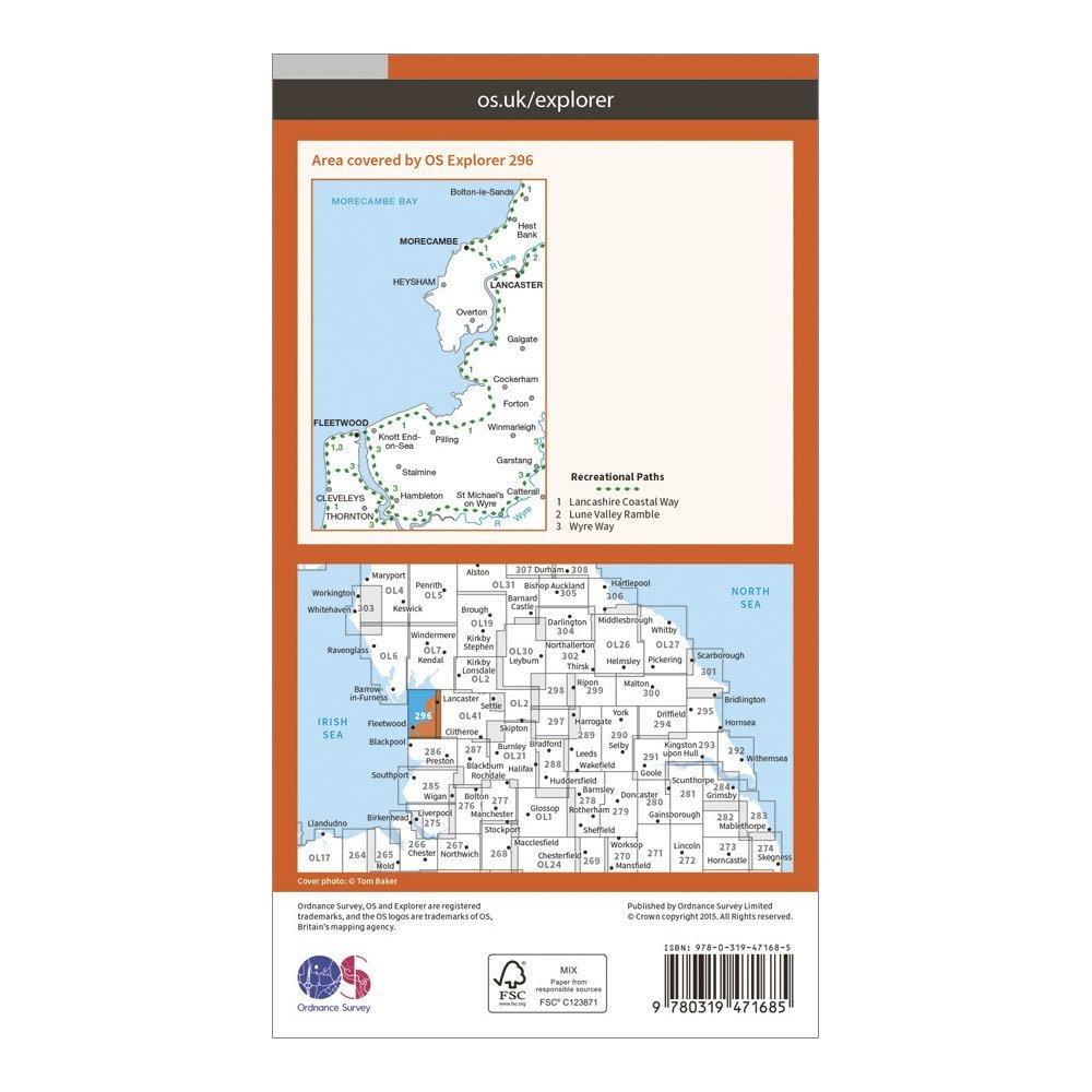 Ordnance Survey Explorer Active 296 Lancaster, Morecambe & Fleetwood ...