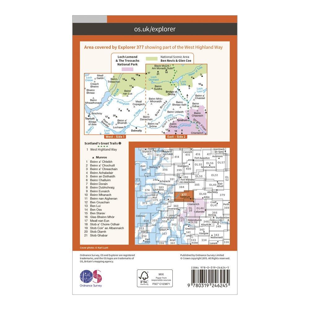 Ordnance Survey Explorer 377 Loch Etive & Glen Orchy Map With Digital ...