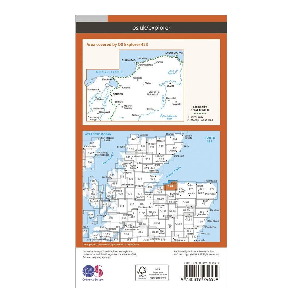 Ordnance Survey Explorer 423 Elgin, Forres & Lossiemouth Map With Digital Version – Millets