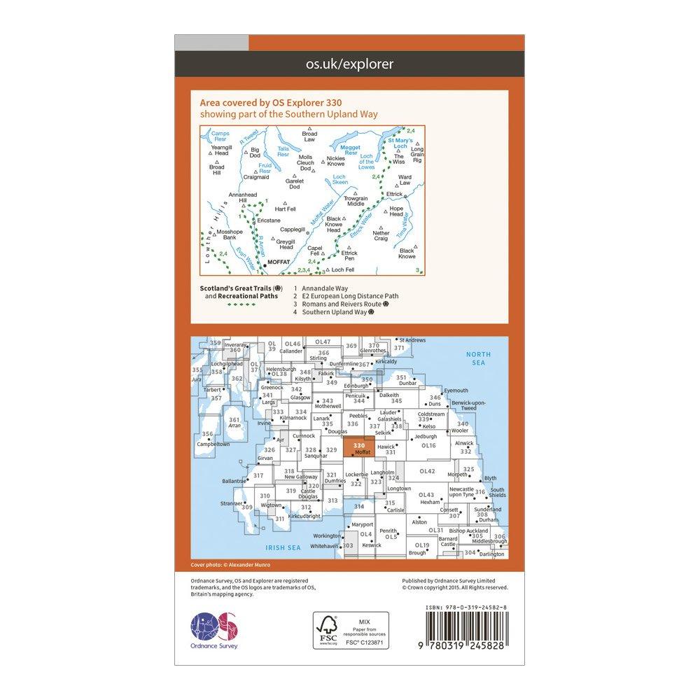 Ordnance Survey Explorer 330 Moffat & St Mary’s Loch Map With Digital ...