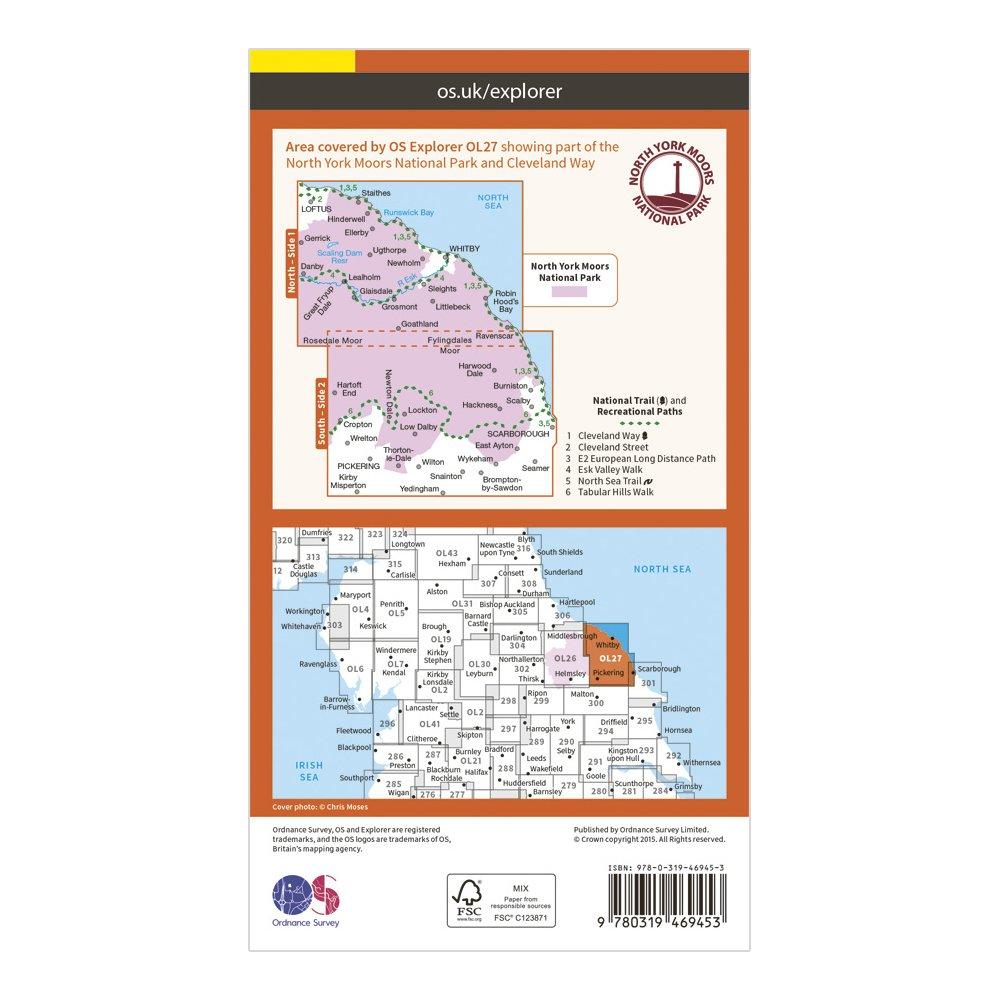 Ordnance Survey Explorer Active OL 27 North York Moors - Eastern Area ...
