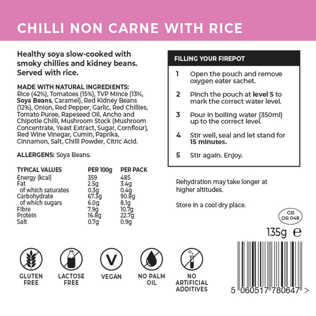 Firepot Chilli Non Carne With Rice – Millets